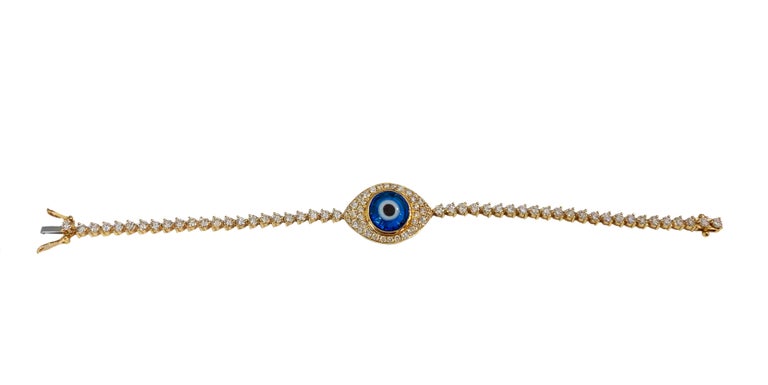 Evil Eye Diamond Bracelet in 18k Rose Gold For Sale at 1stDibs