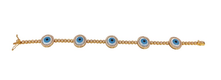 Evil Eye Diamond Bracelet in Rose Gold For Sale at 1stDibs