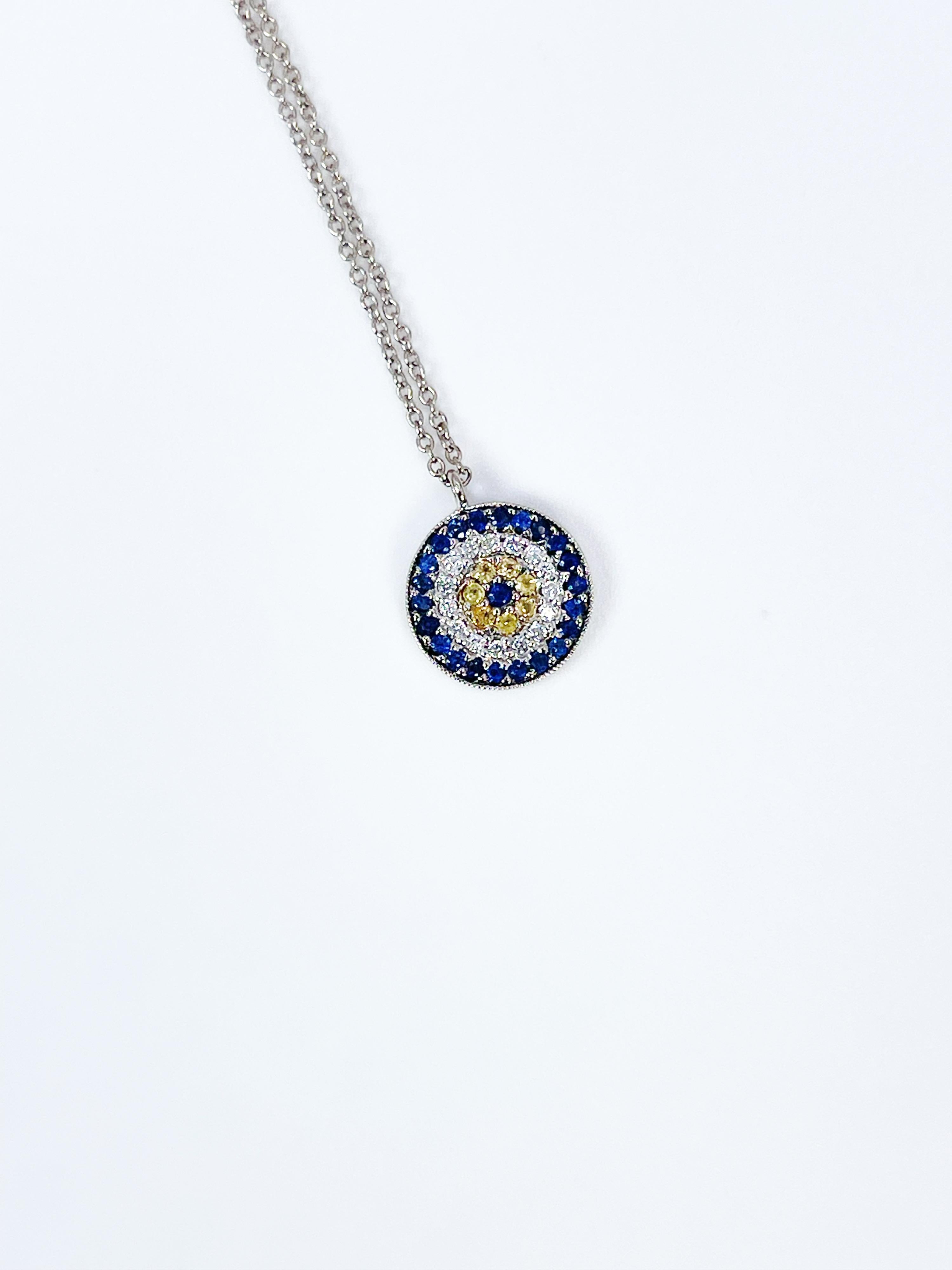 Evil Eye diamond pendant necklace 14KT white gold MEIRA at 1stDibs ...