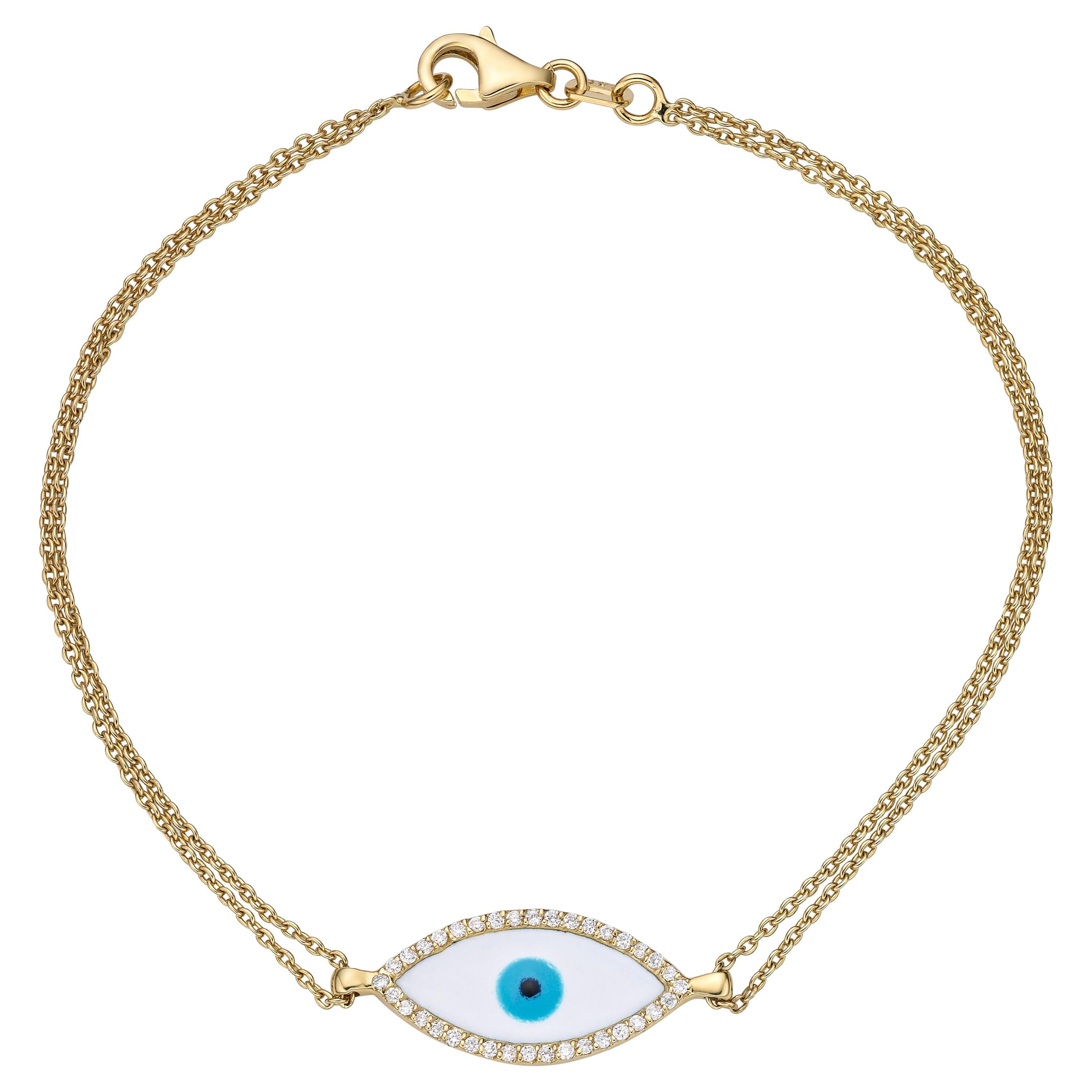 18 k Diamond Evil Eye Bracelet at 1stDibs | evil eye diamond bracelet, diamond evil eye ...