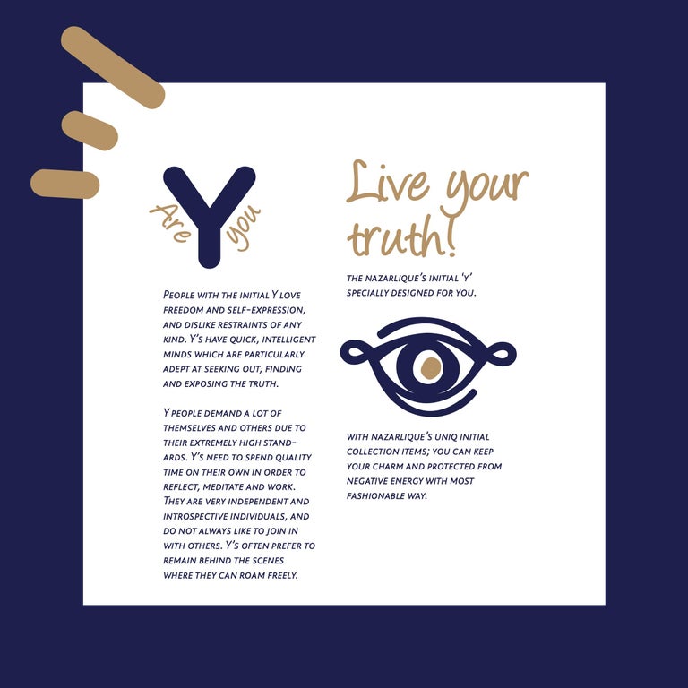 Evil Eye ID Letter Y Charm Necklace Handmade 14 Karat Yellow Gold ...