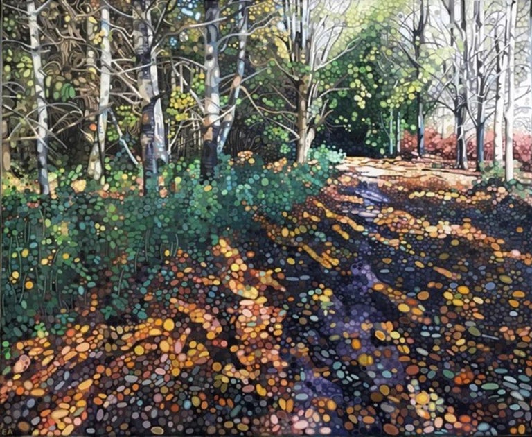 Ewa Adams - Glorious Autumn - Sunlight and Figurative Trees: Acrylic on ...