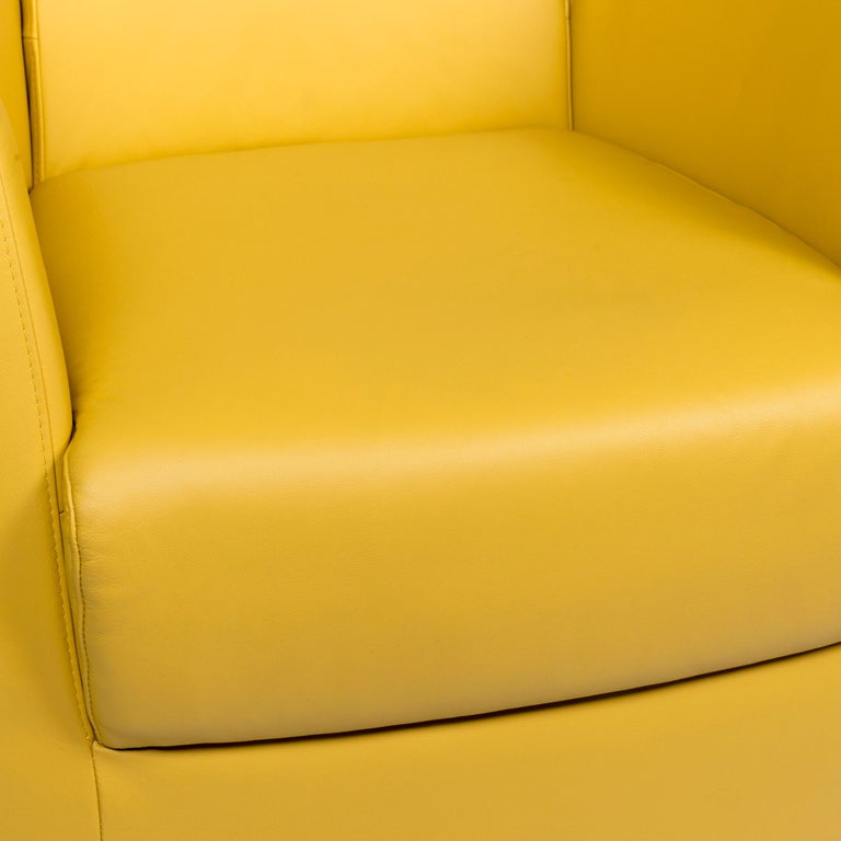 Ewald Schillig Sam Leather Armchair Yellow Club Chair For Sale at 1stDibs
