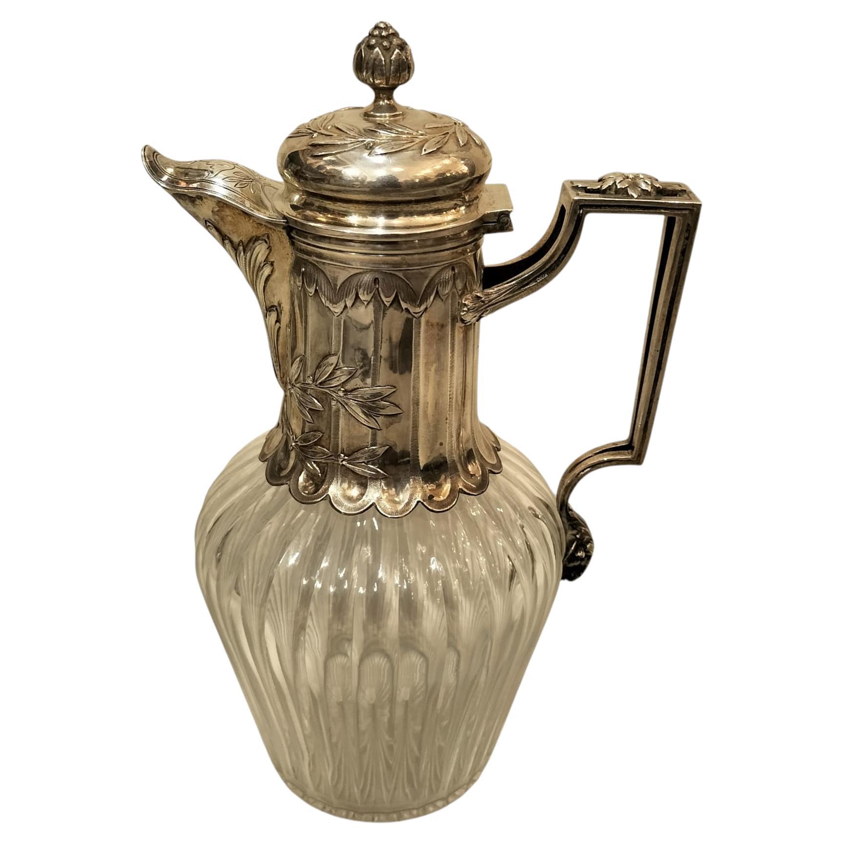Ewer in Crystal and Sterling Silver in the style of Napoleon III, 19th ...