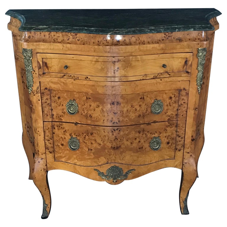 Excellent French Louis XV Style Burled Wood Petite Commode with Bronze ...