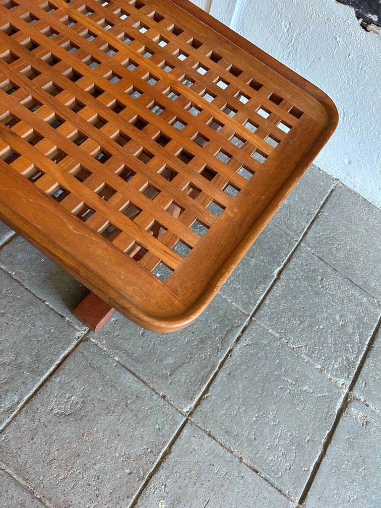 Excellent Midcentury Danish Modern Solid Teak Lattice 2 Tier Coffee ...