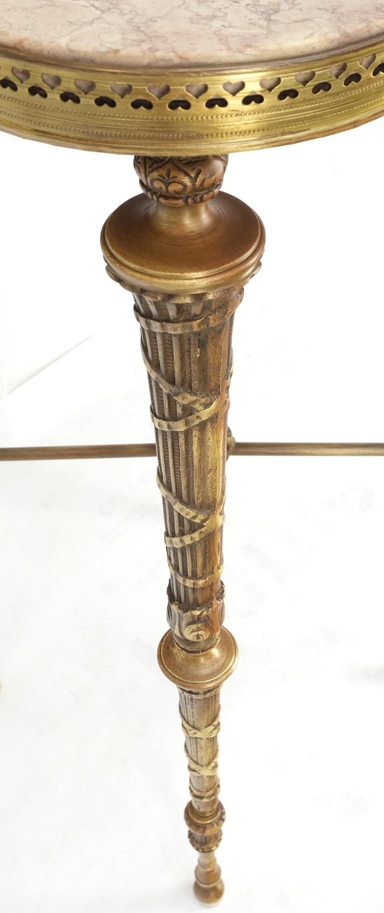 Exception Clover Shape Pink Marble Top Fluted Brass Legs Tall Pedestal ...