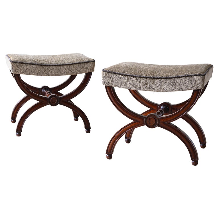 Exceptional 18th Century French Mahogany Stools For Sale at 1stDibs