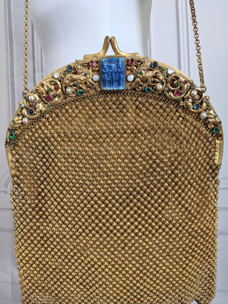 Exceptional 1920's Czech Egyptian Revival Jeweled Mesh Purse For Sale ...