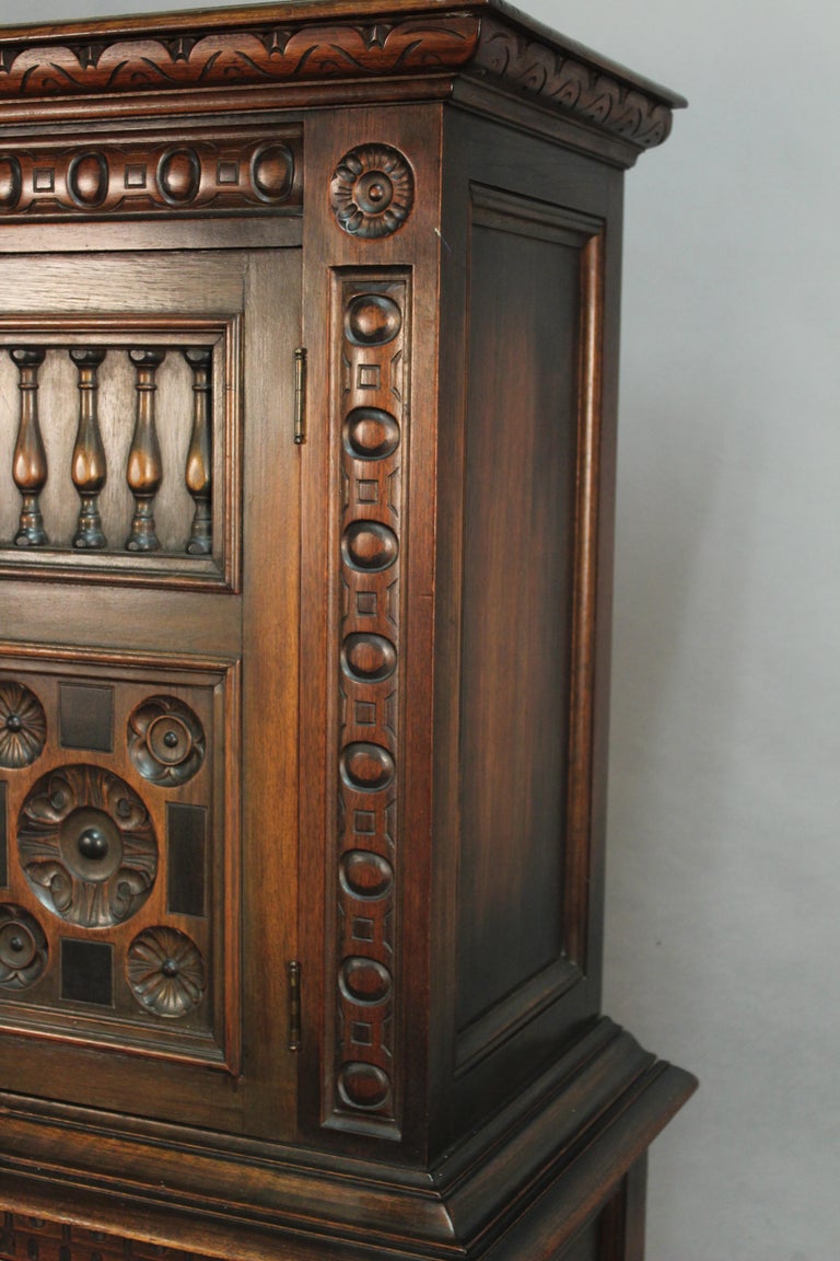 Exceptional 1920s Standing Cabinet with Iron Trestle at 1stDibs