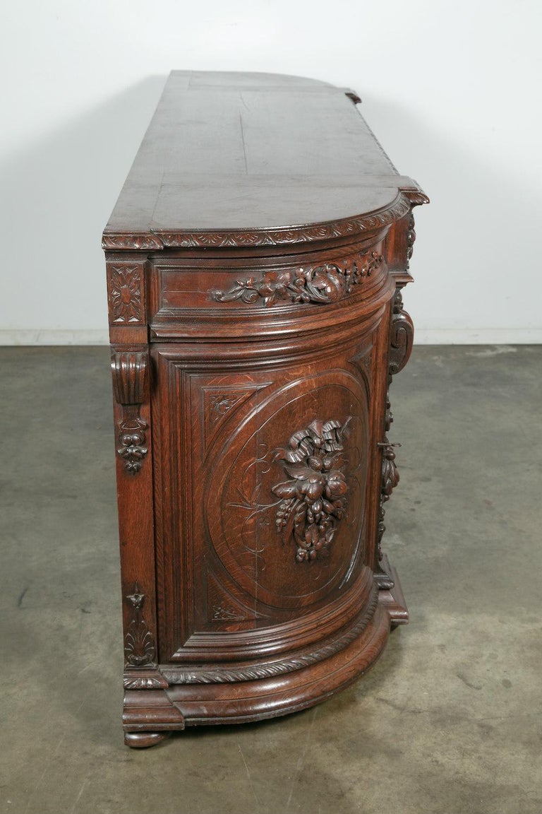 Exceptional 19th Century Solid Oak Louis XIII Demilune Hunt Enfilade ...