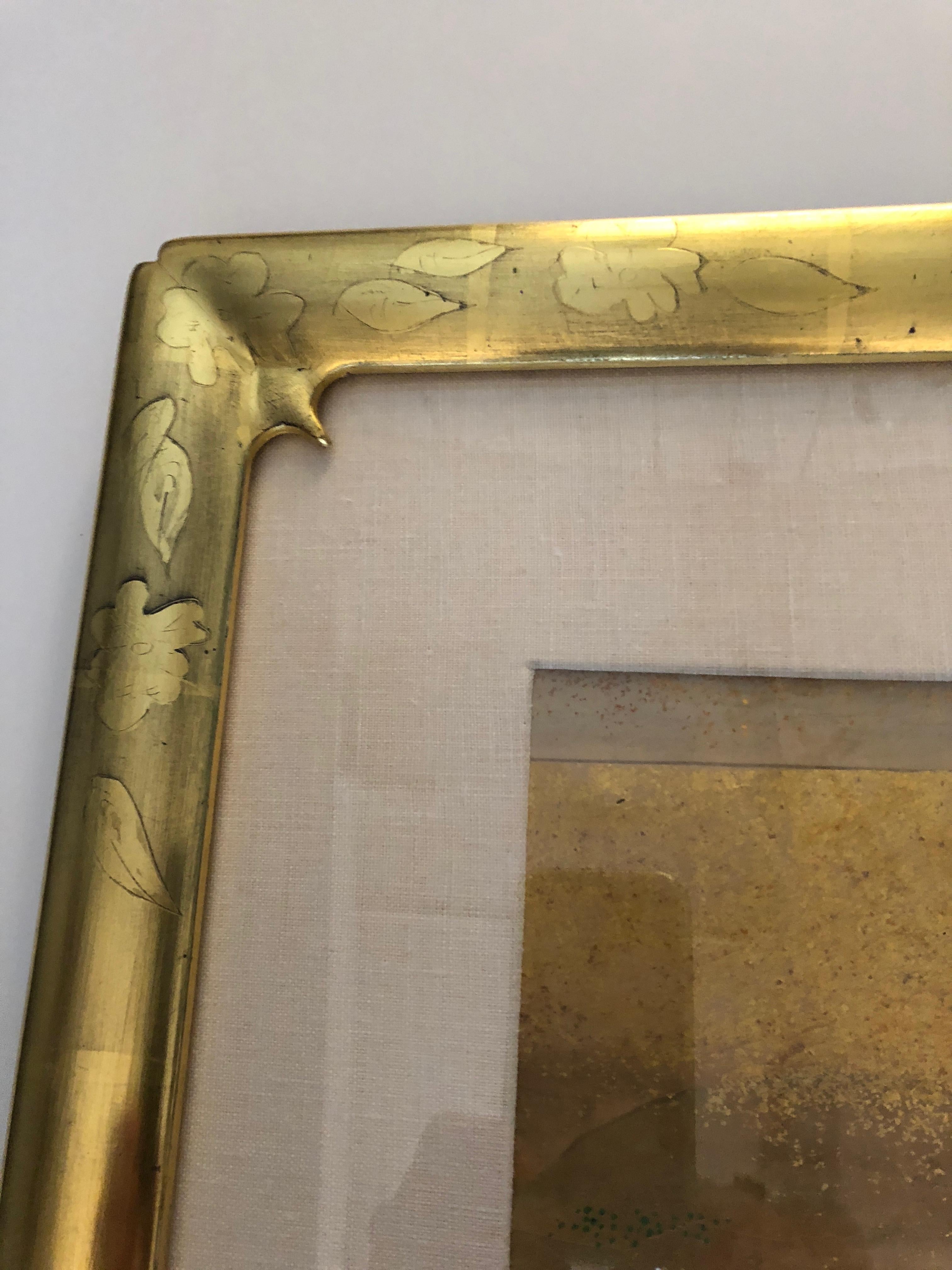 Exceptional 19th Century Gold Leaf and Hand Painted Scroll in Gilt ...