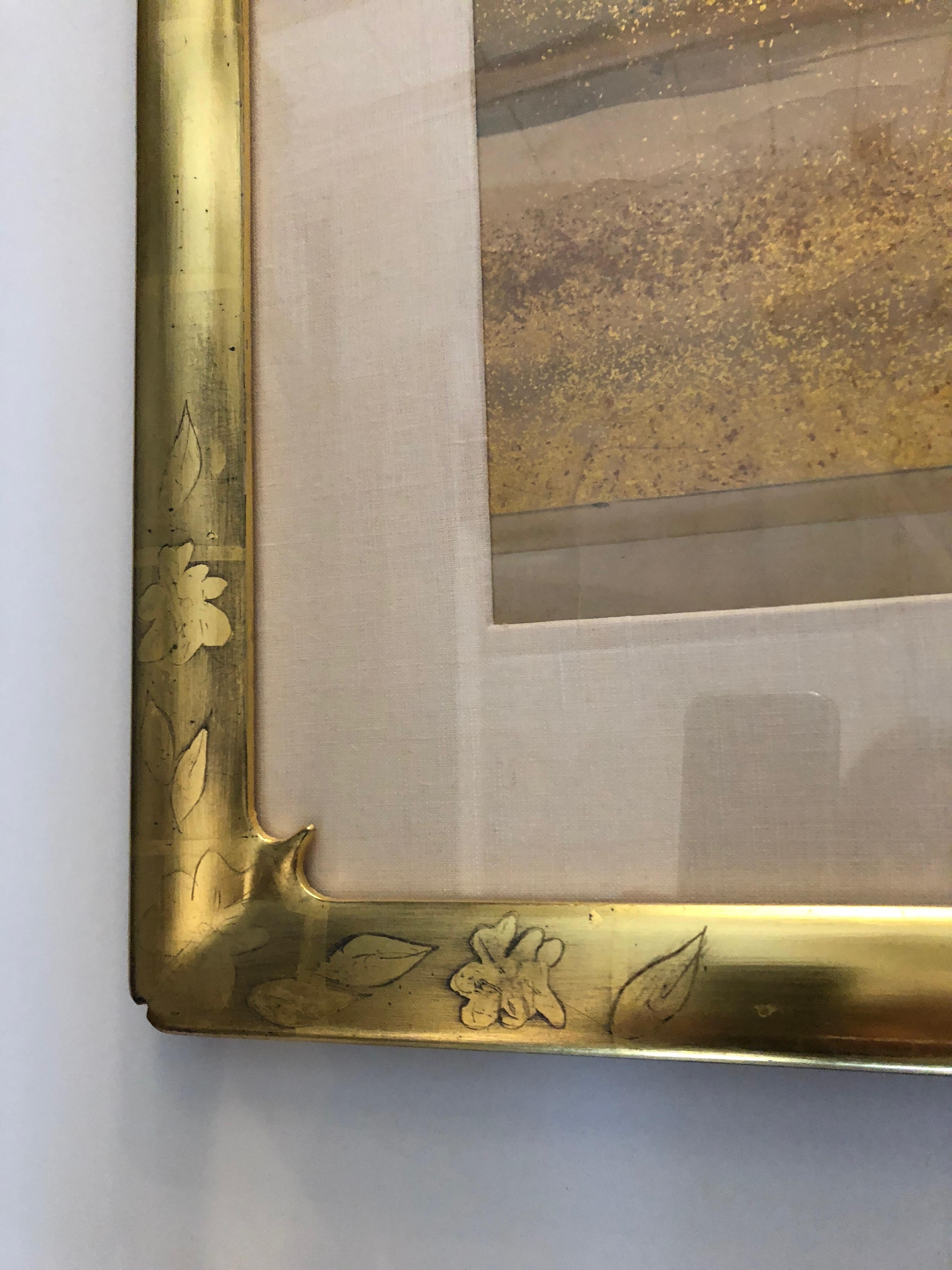Exceptional 19th Century Gold Leaf and Hand Painted Scroll in Gilt ...