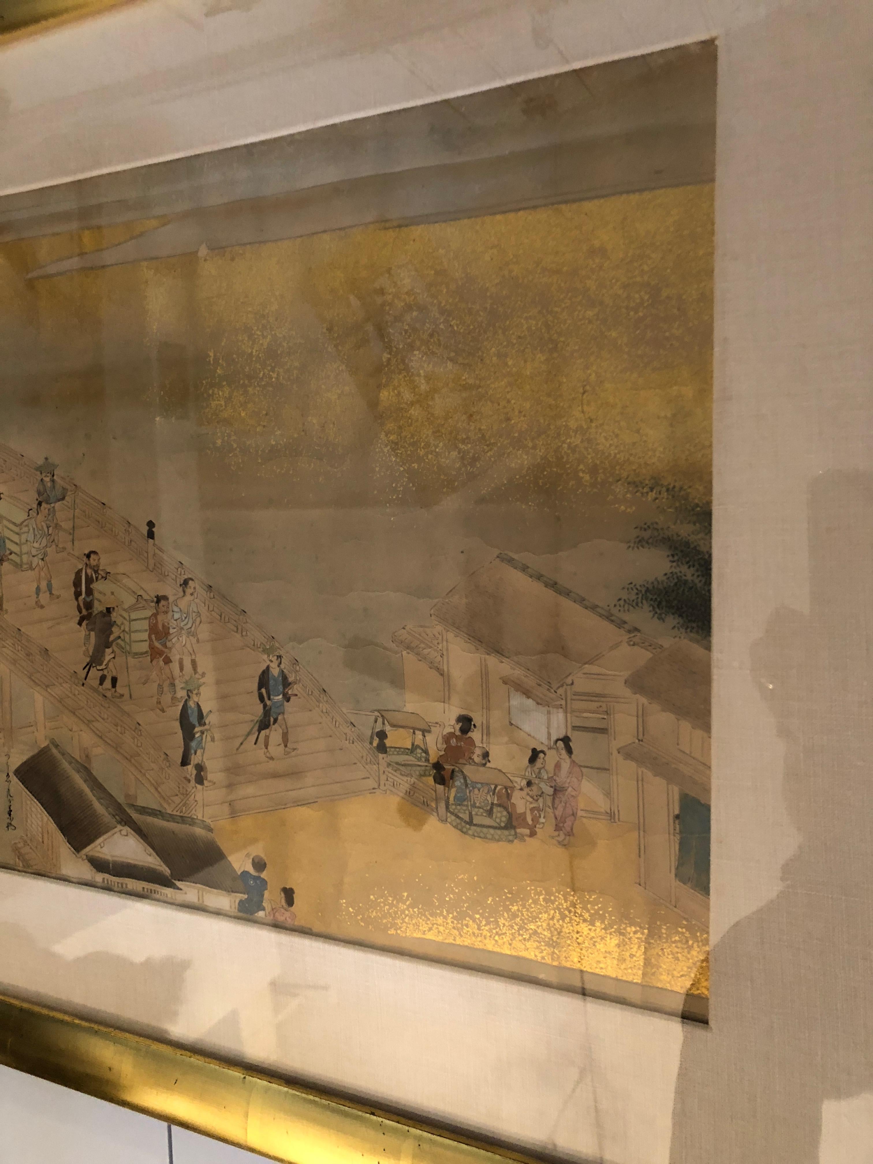 Exceptional 19th Century Gold Leaf and Hand Painted Scroll in Gilt ...