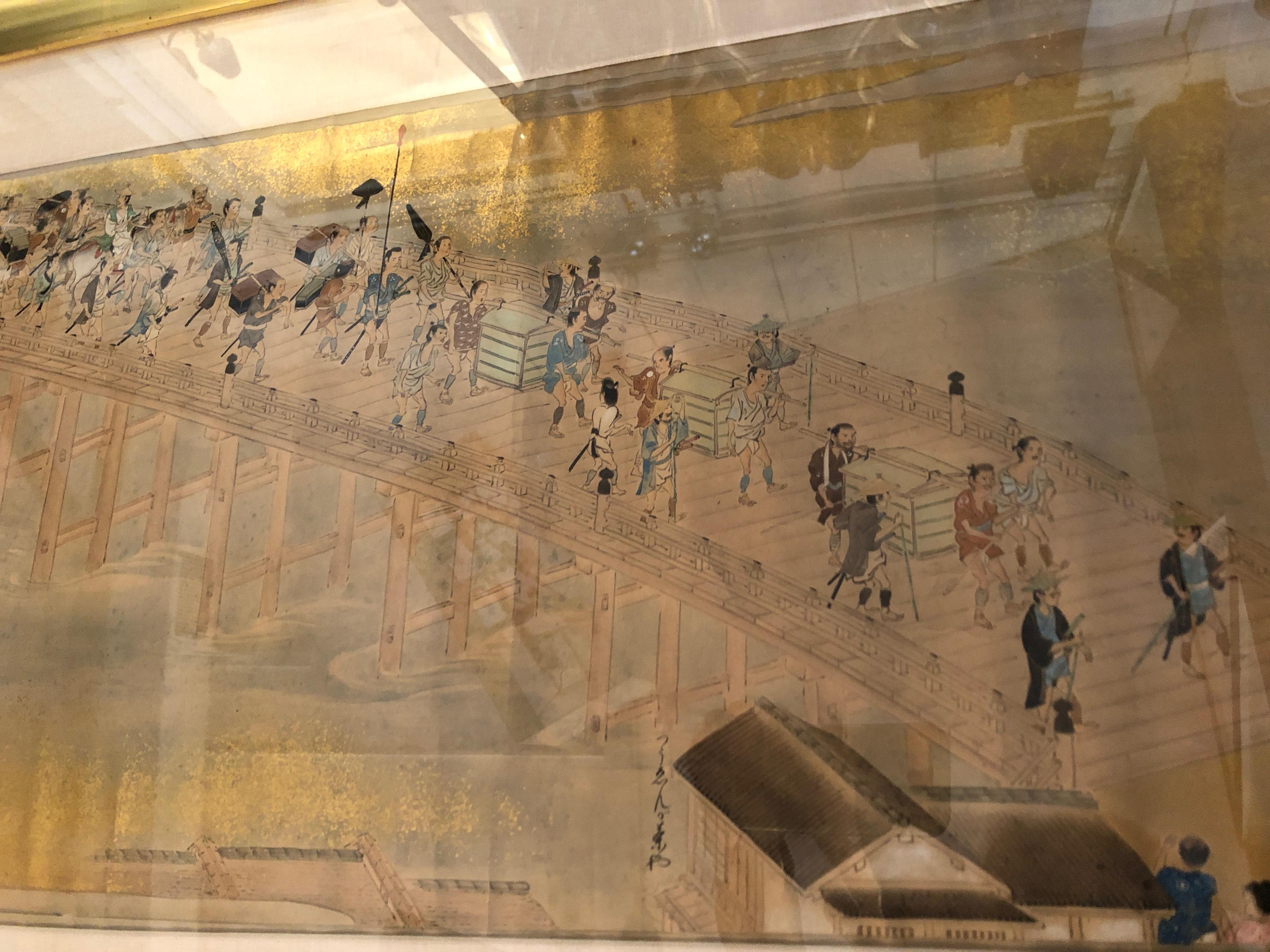 Exceptional 19th Century Gold Leaf and Hand Painted Scroll in Gilt ...