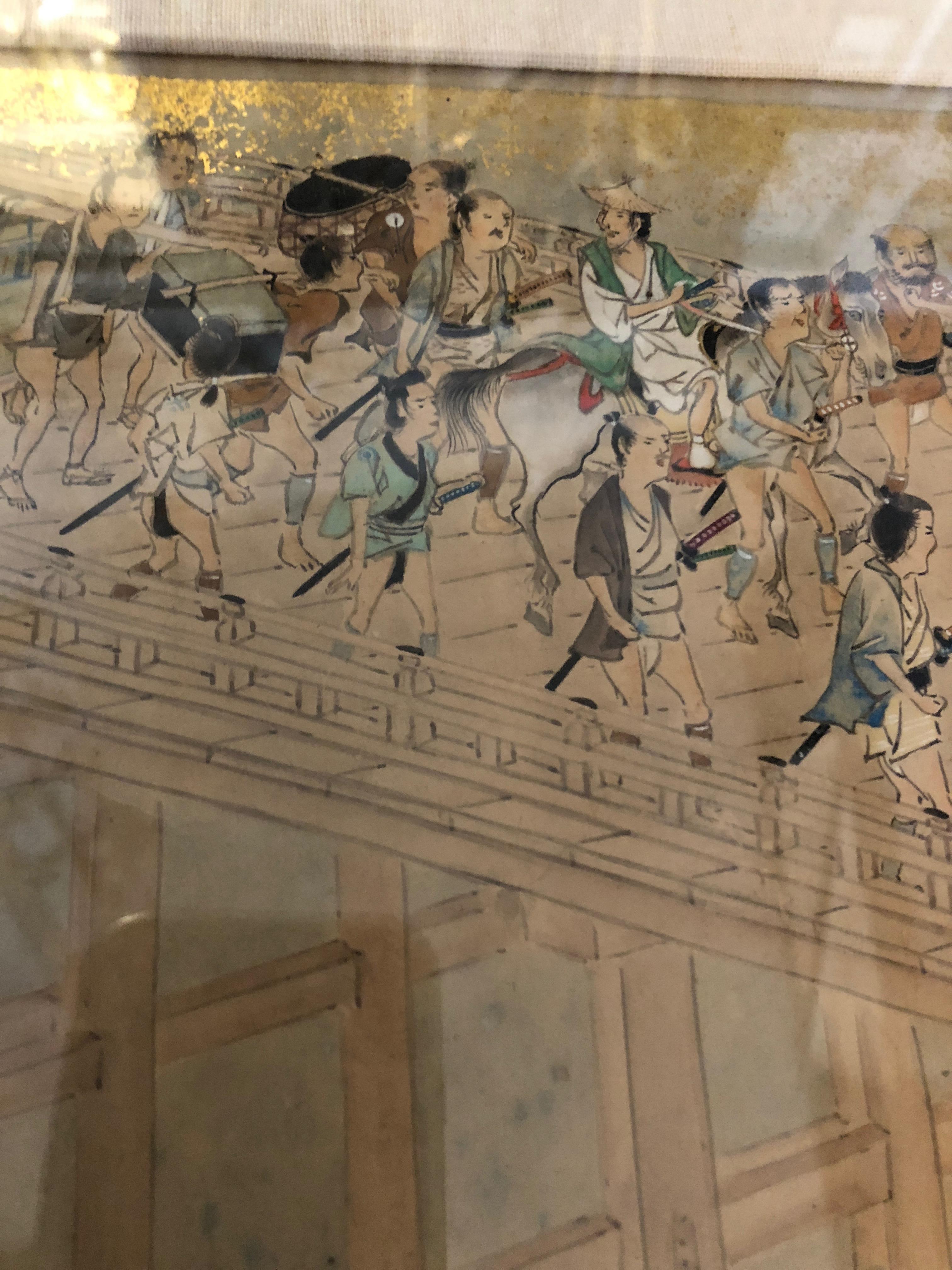 Exceptional 19th Century Gold Leaf and Hand Painted Scroll in Gilt ...