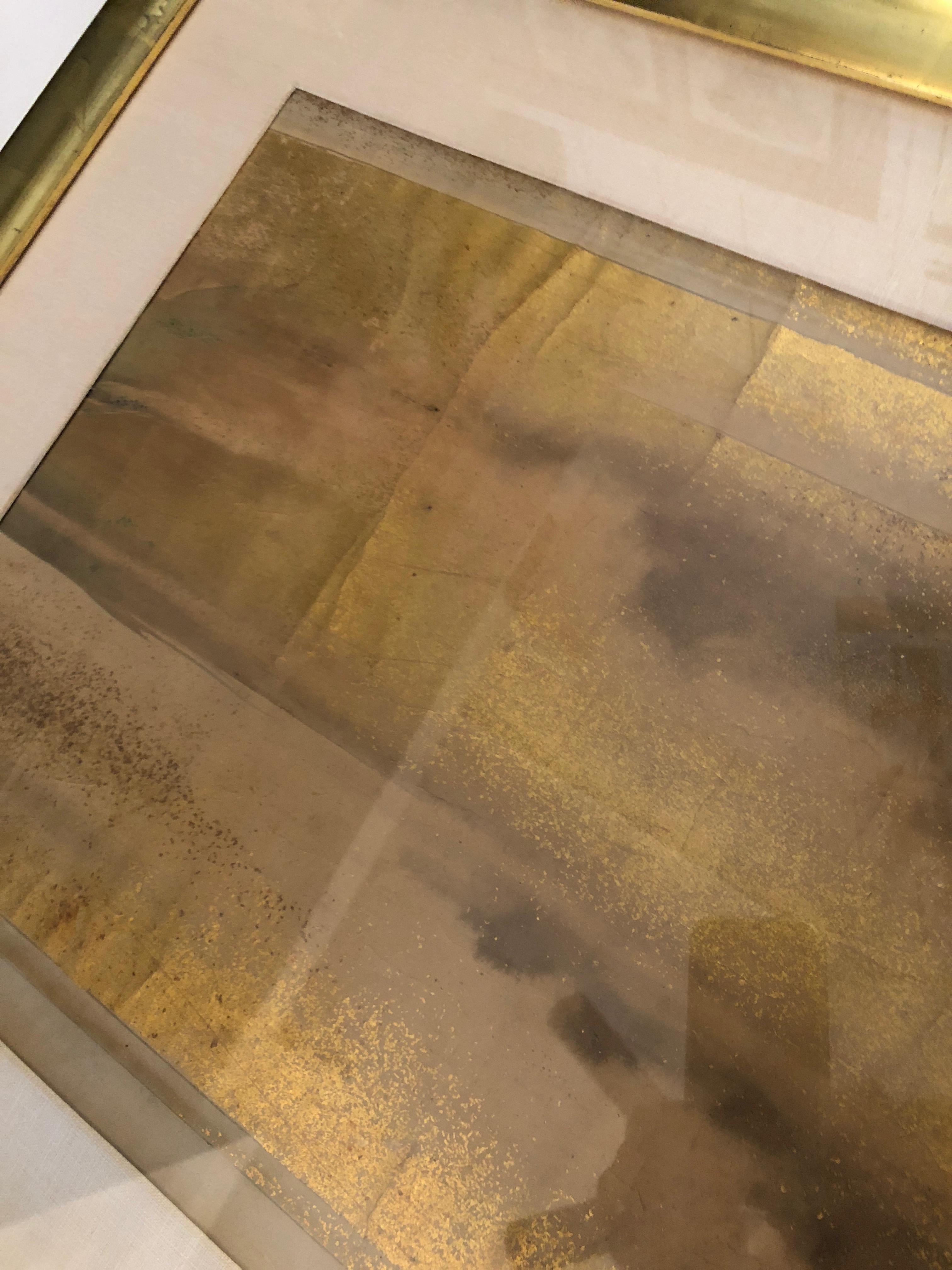 Exceptional 19th Century Gold Leaf and Hand Painted Scroll in Gilt ...