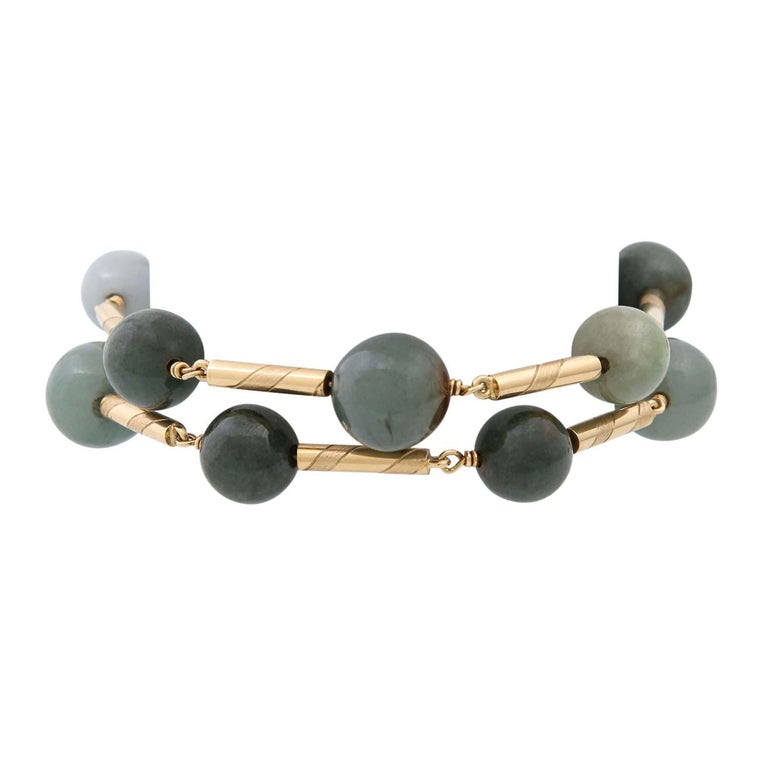 Exceptional 4-Piece Jewelry Set with Jade Balls For Sale at 1stDibs