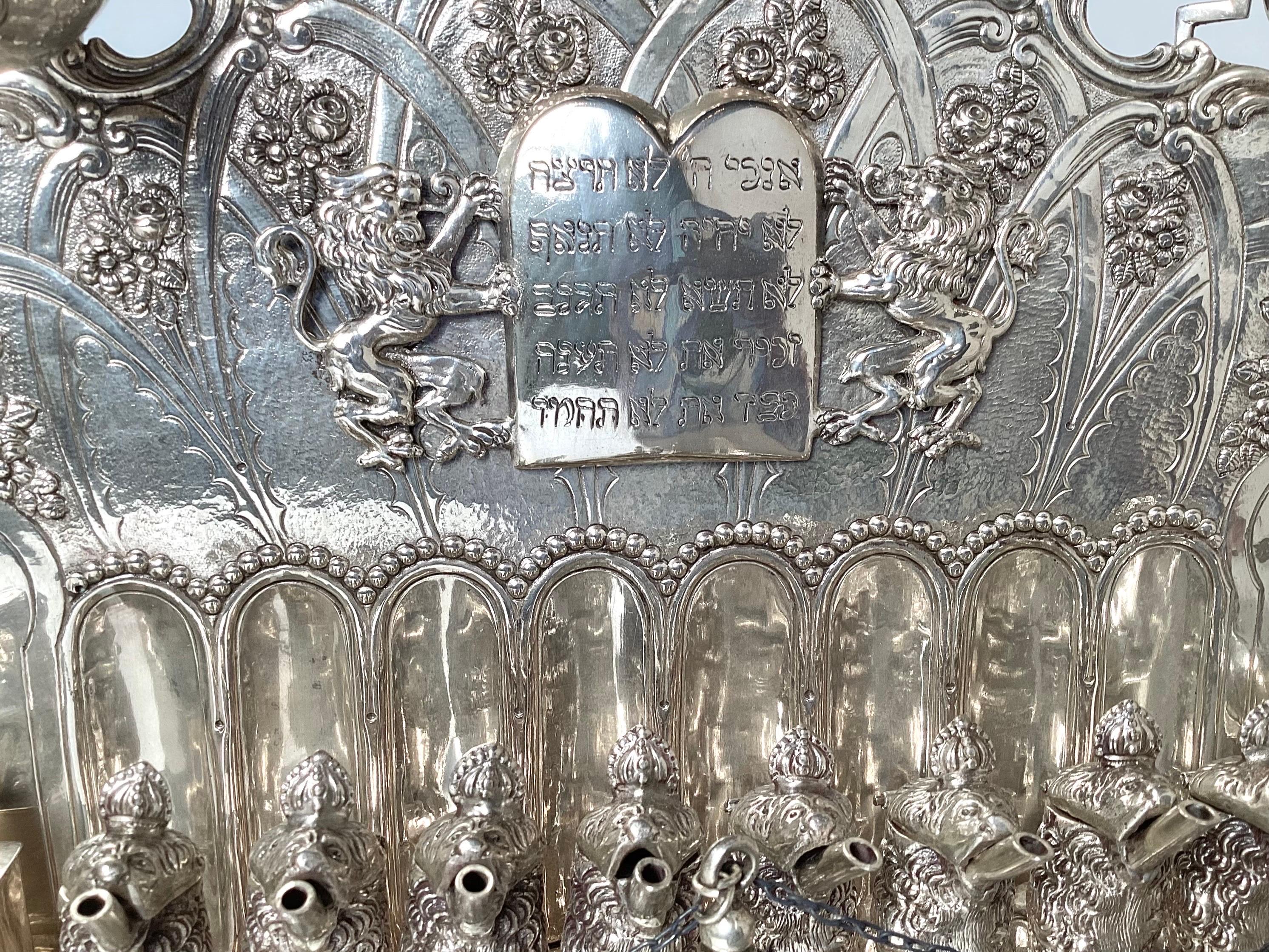 Exceptional and Rage 19th Century 800 Silver Menorah For Sale at 1stDibs