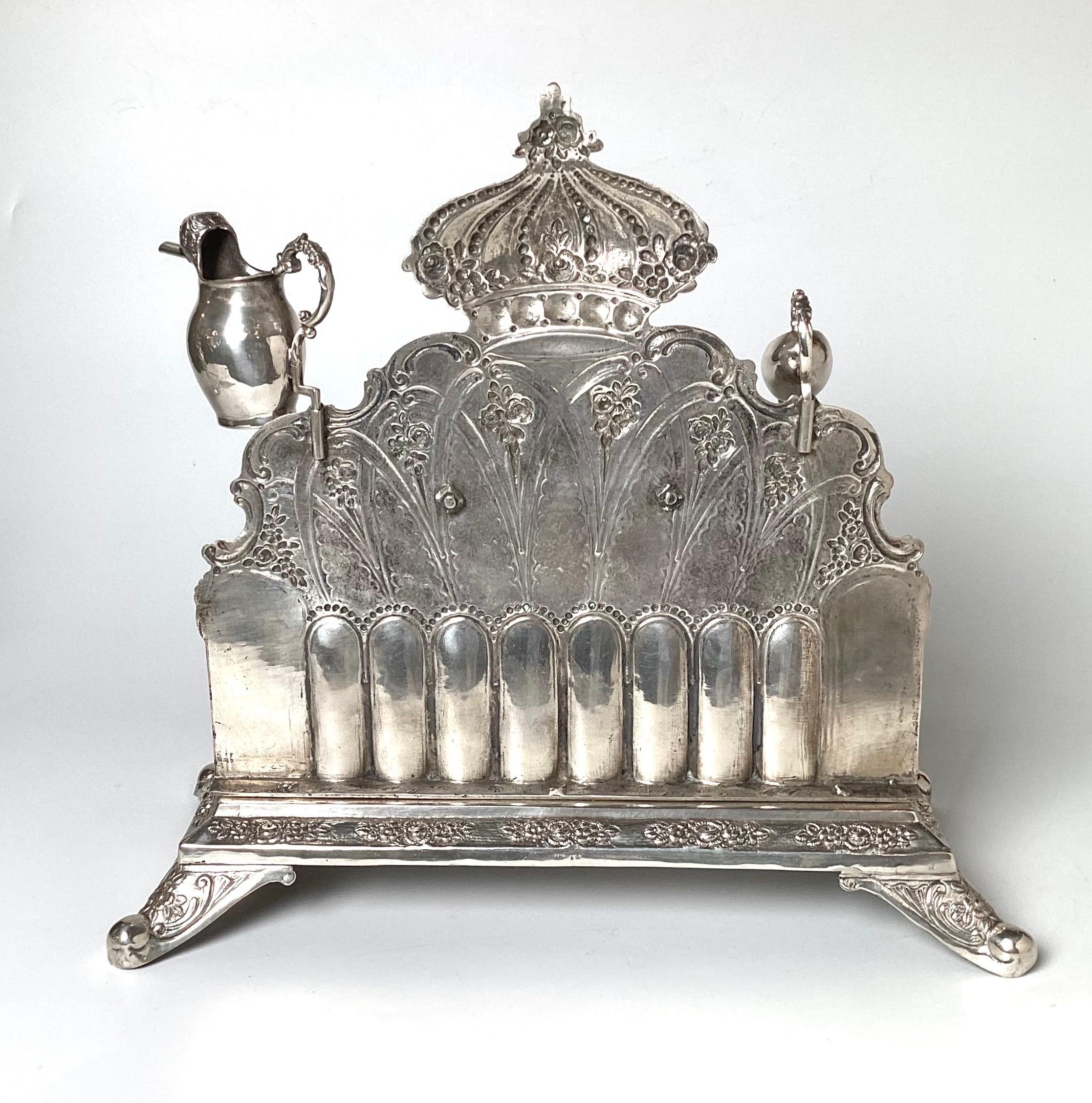 Exceptional and Rage 19th Century 800 Silver Menorah For Sale at 1stDibs
