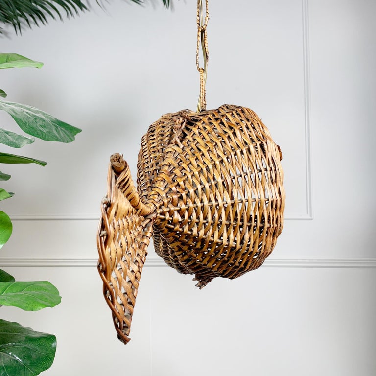 Exceptional and Rare Mid Century French Wicker Fish Ceiling Light at ...