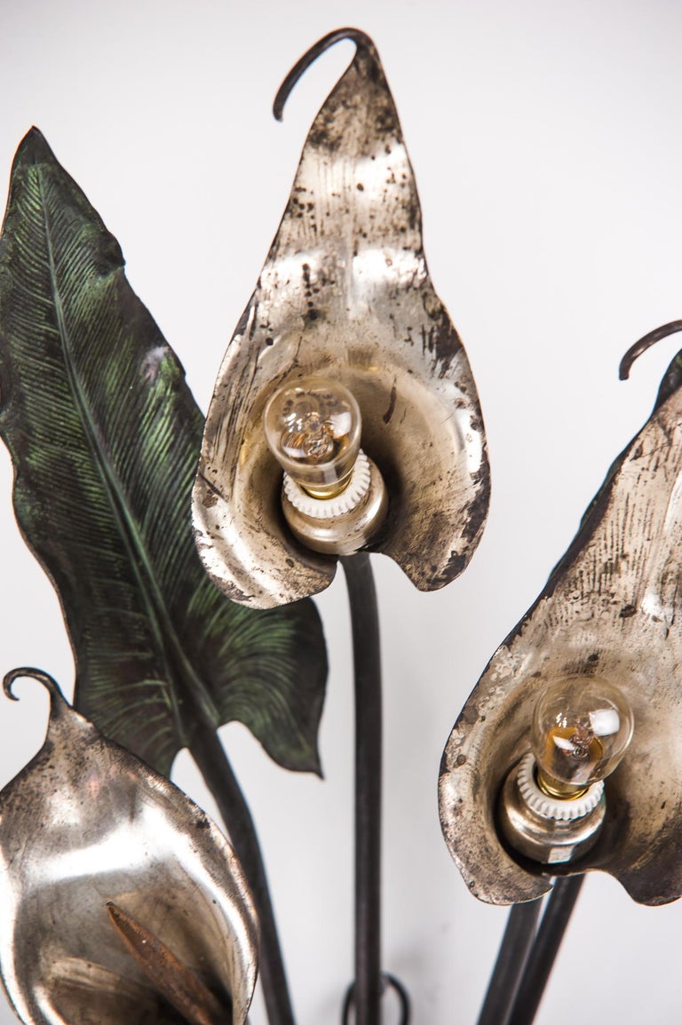 Exceptional and Rare White Calla Lilies Wall Lamp, circa 1900s at 1stDibs