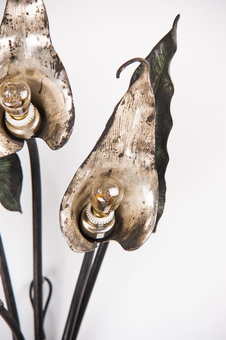 Exceptional and Rare White Calla Lilies Wall Lamp, circa 1900s at 1stDibs