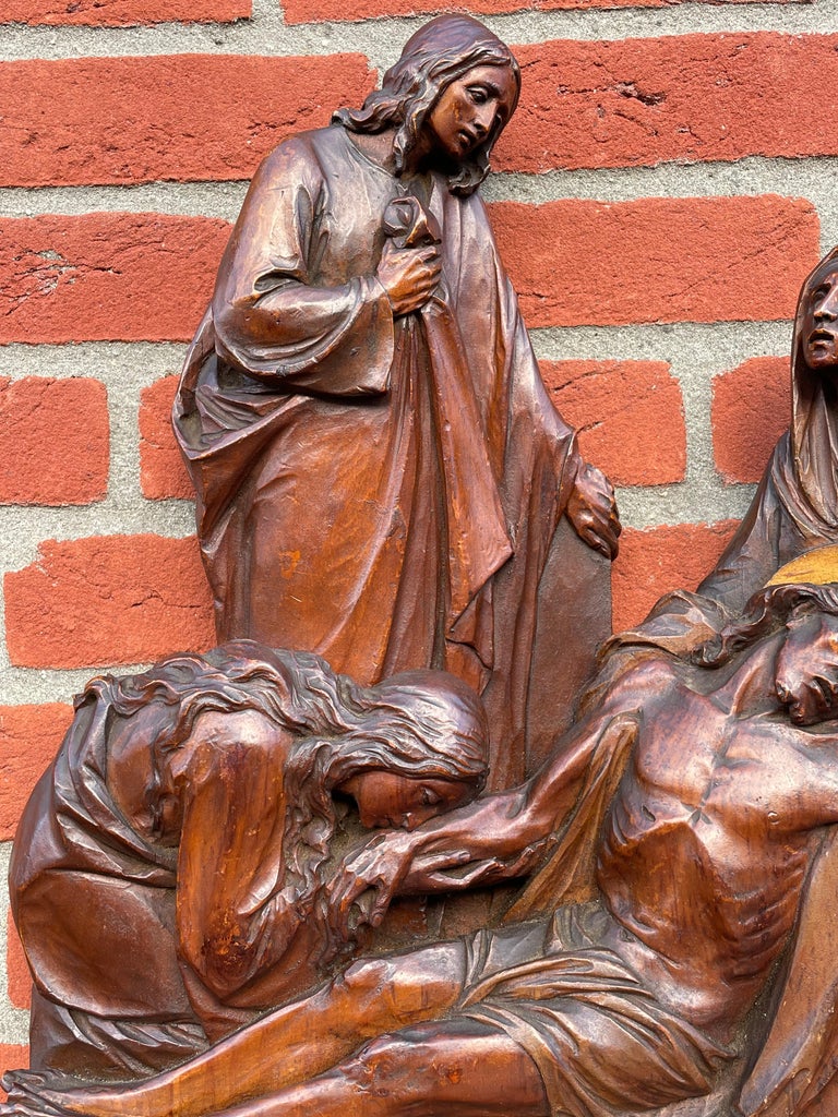 Exceptional Antique Hand Carved Church Sculpture of the Pieta with ...