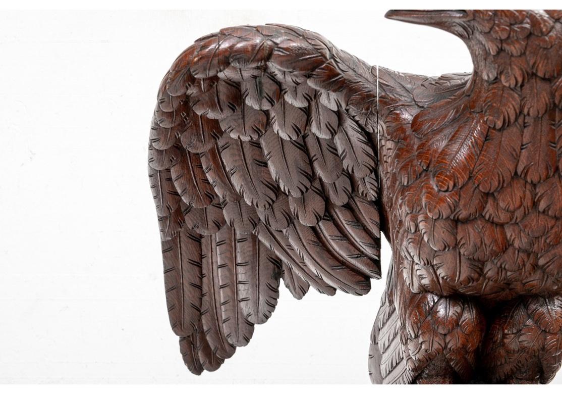 Exceptional Arts and Crafts Period Carved Wood Eagle on Pedestal Stand ...