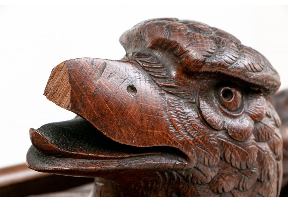 Exceptional Arts and Crafts Period Carved Wood Eagle on Pedestal Stand ...
