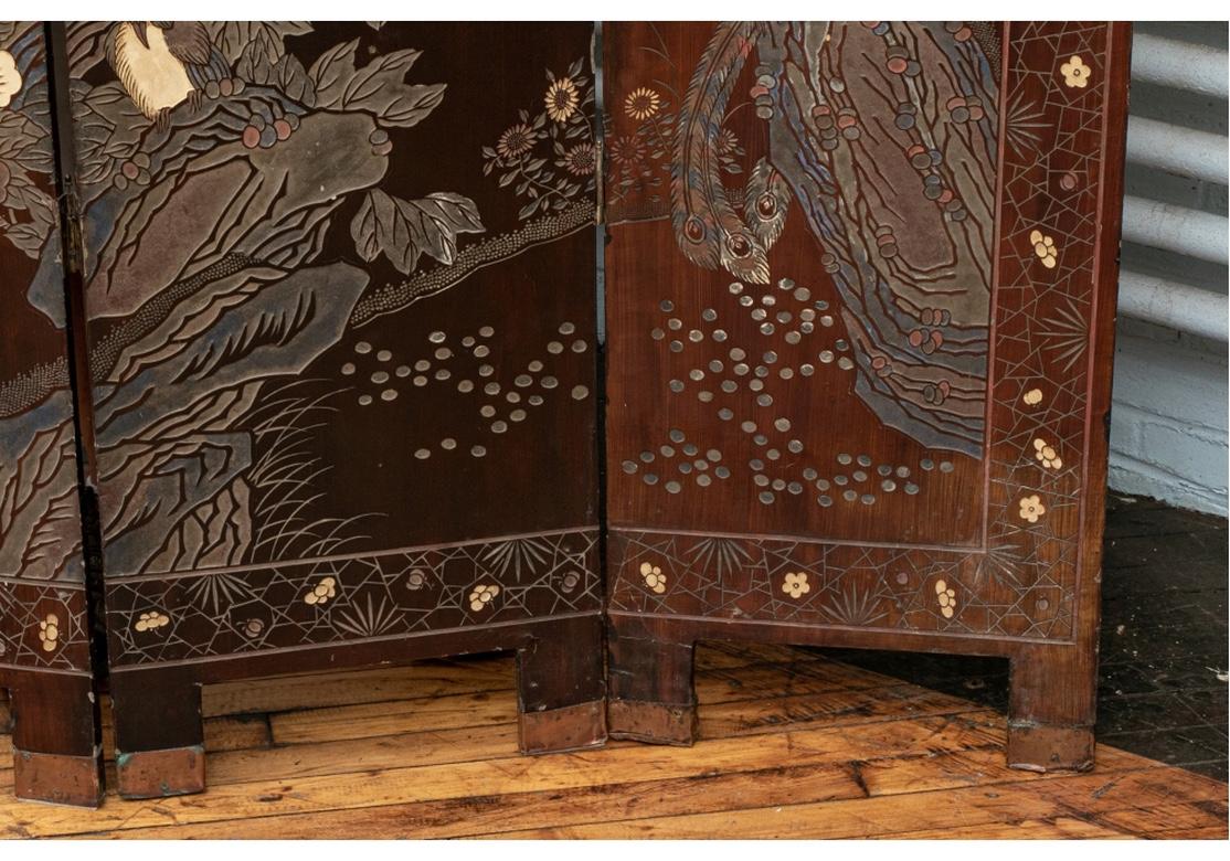 Exceptional Asian Four Panel Screen For Sale at 1stDibs