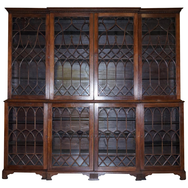 Exceptional Astral Glazed Breakfront Library Bookcase Prince of Wales ...