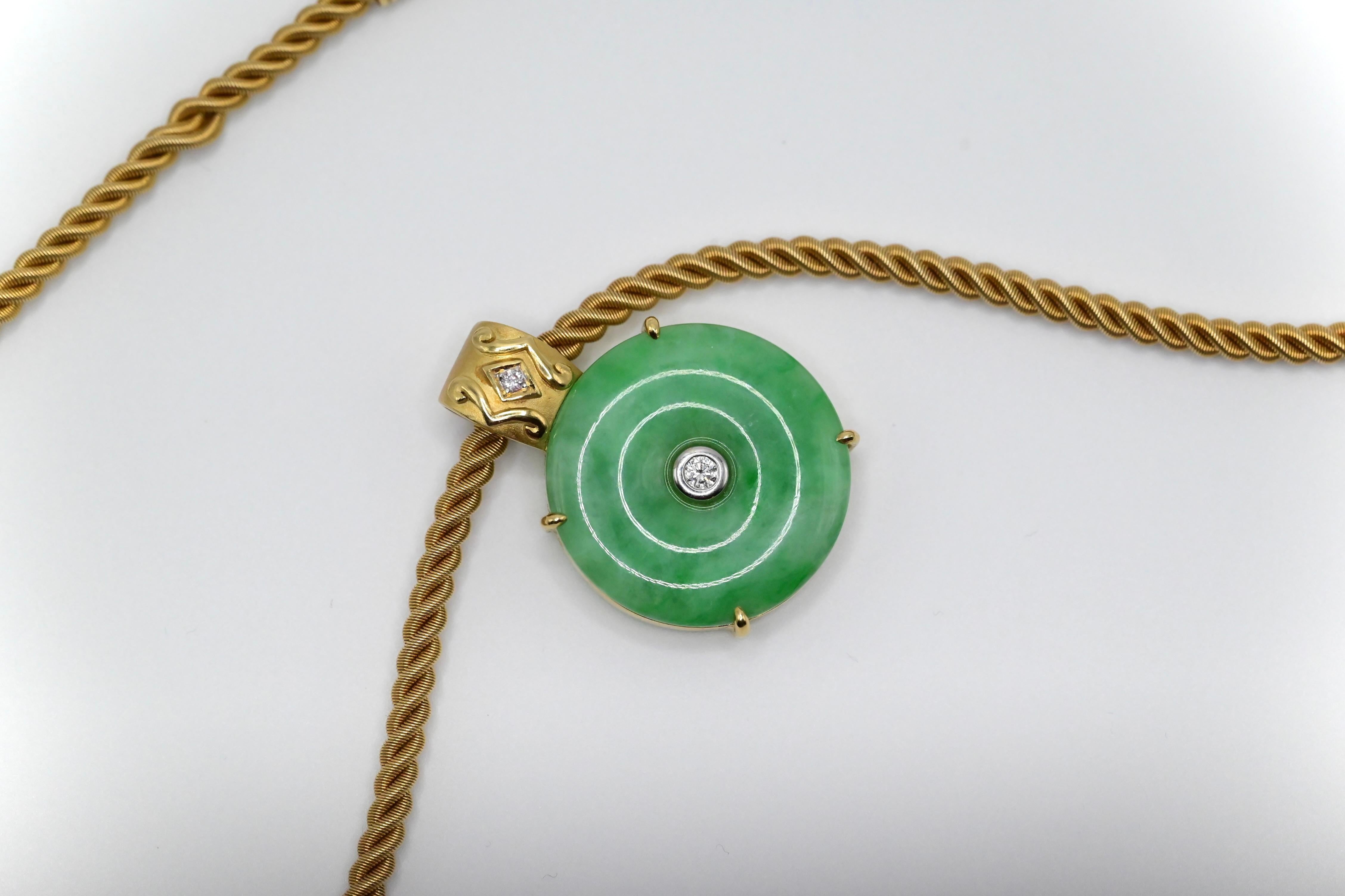 Exceptional Chinese 14k / 18k Gold and Jade Necklace For Sale at ...