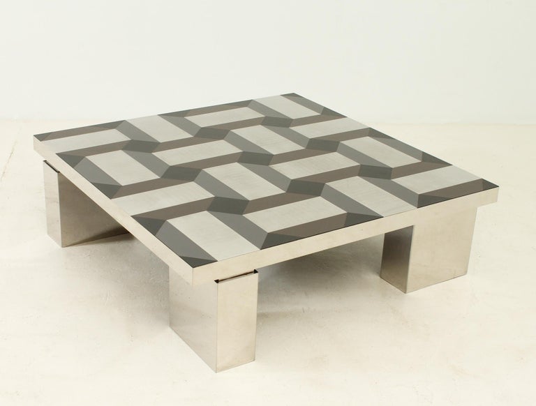 Exceptional Coffee Table with Geometric Pattern Top, Italy, 1970's For ...
