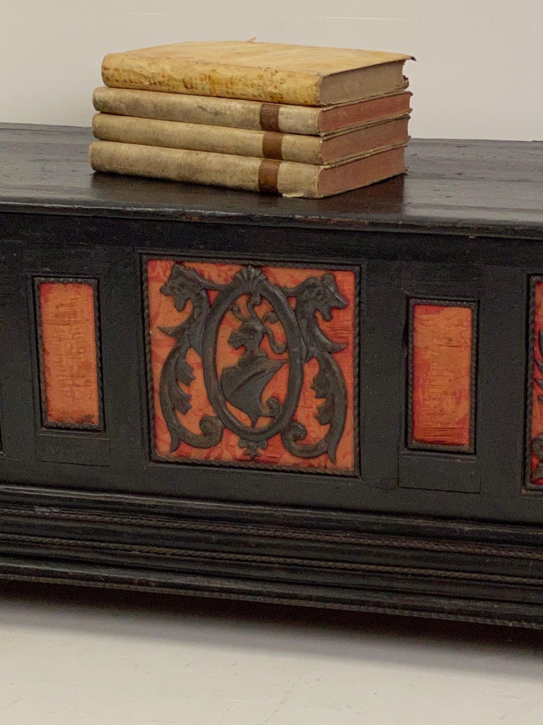Exceptional Coffer in Wood and Combined with Textiles For Sale at 1stDibs