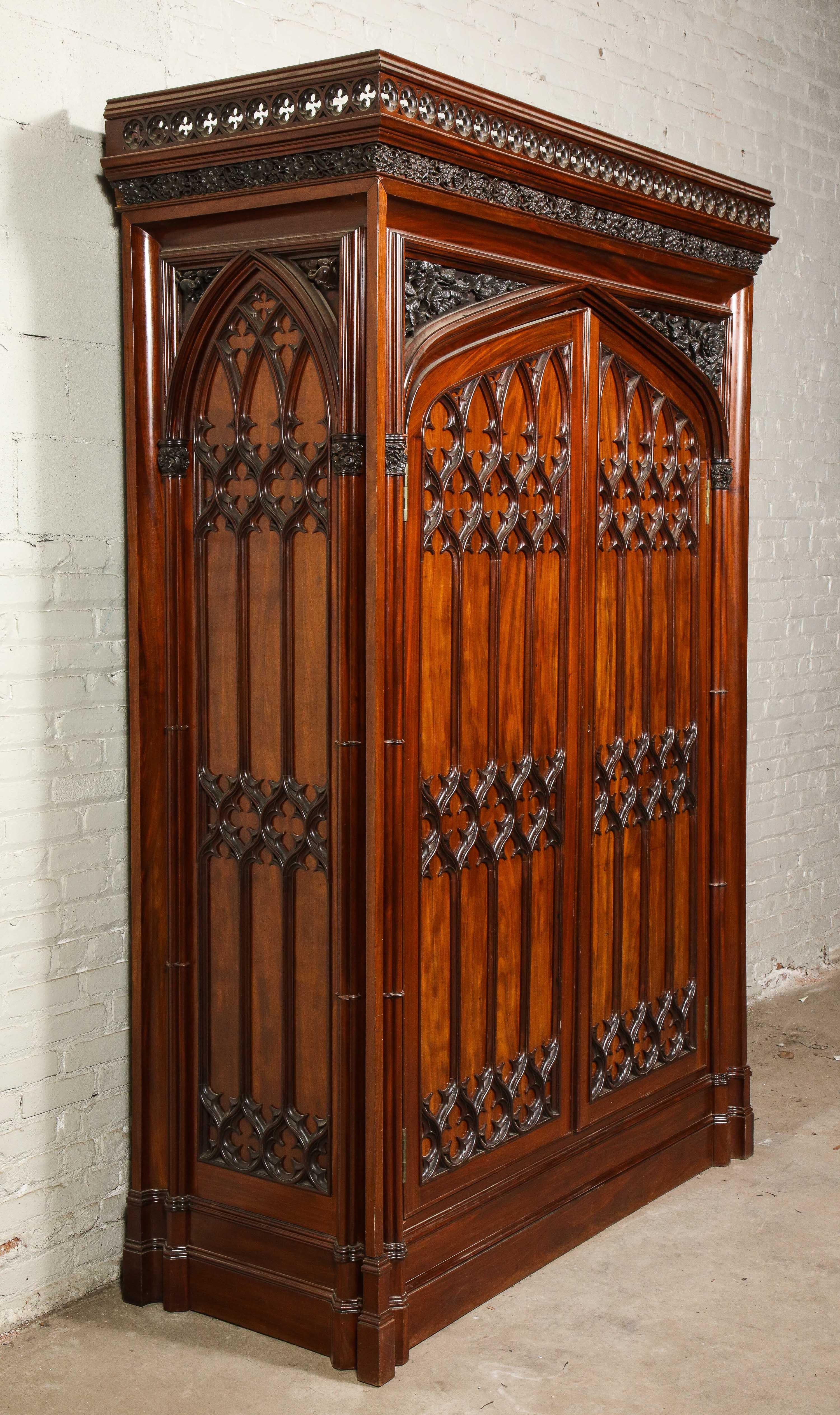 Exceptional Early 19th Century English Gothic Wardrobe in Mahogany For ...