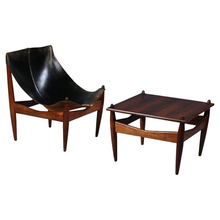 Exceptional Easy chair by Illum wikkelso and table. Mod 272 For Sale at ...