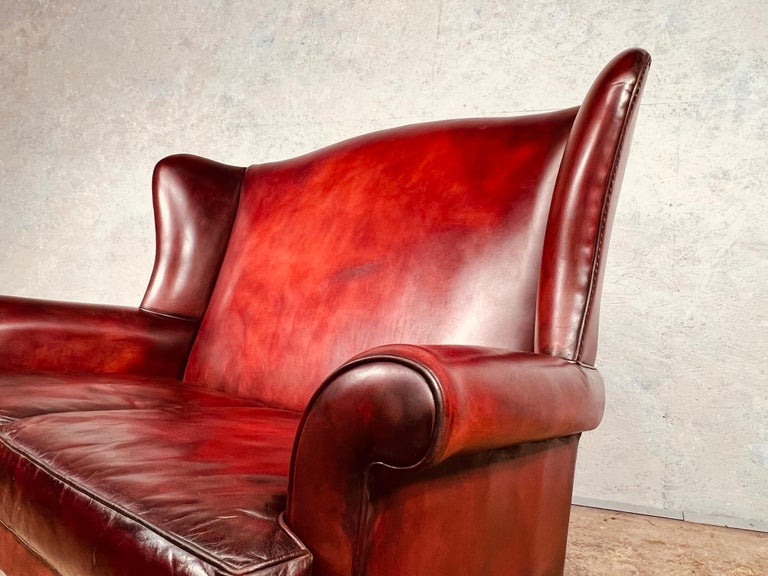 Exceptional English Georgian Country House Leather Wing Back 2 Seater ...