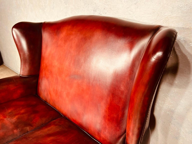 Exceptional English Georgian Country House Leather Wing Back 2 Seater ...