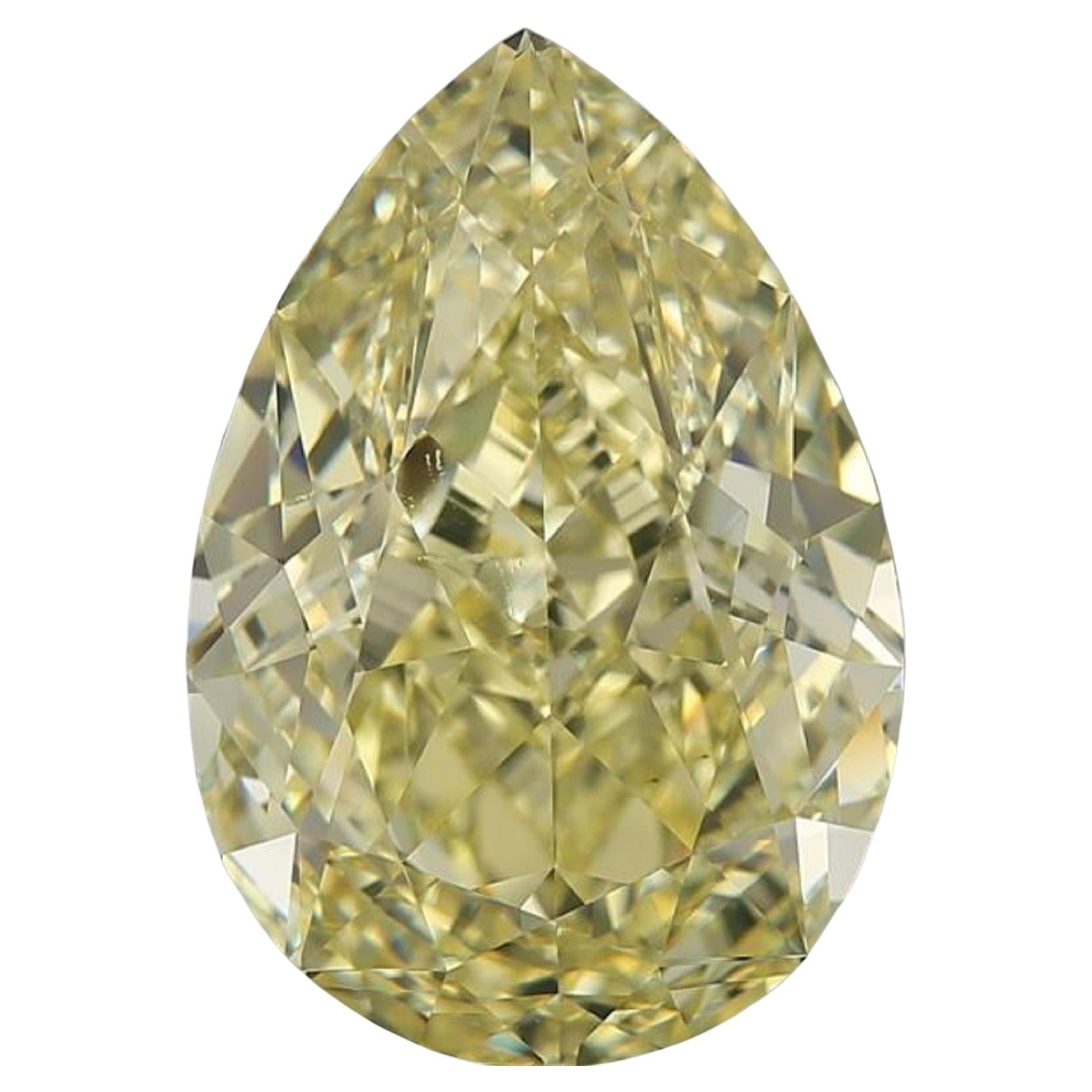 GIA Certified Fancy Intense Yellow 10 Carat Pear Shape Three Stone ...