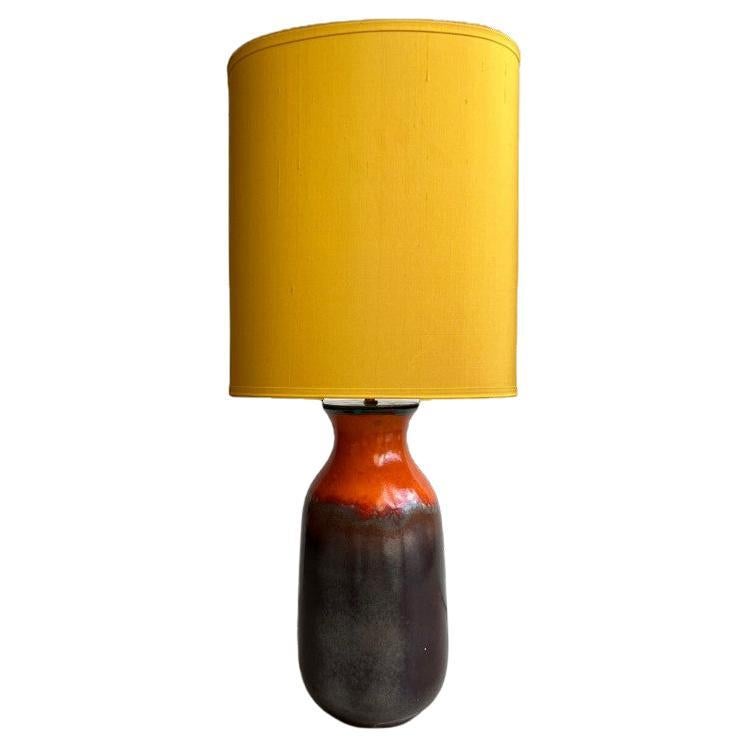 Fat Lava Brown and Red Ceramic Table Lamp, West-Germany For Sale at 1stDibs