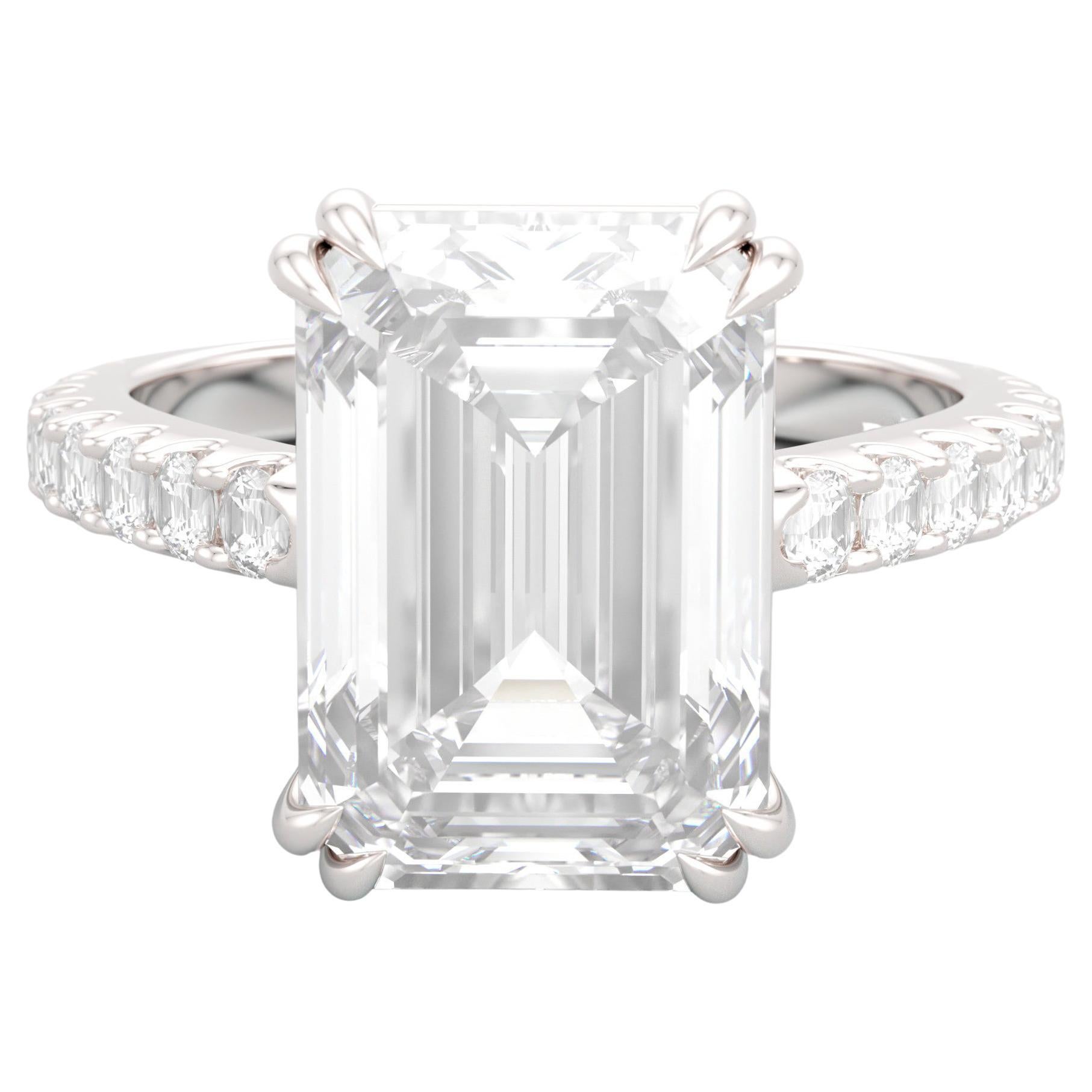 Flawless GIA Certified 4 Carat Emerald Cut Diamond Platinum Ring For ...
