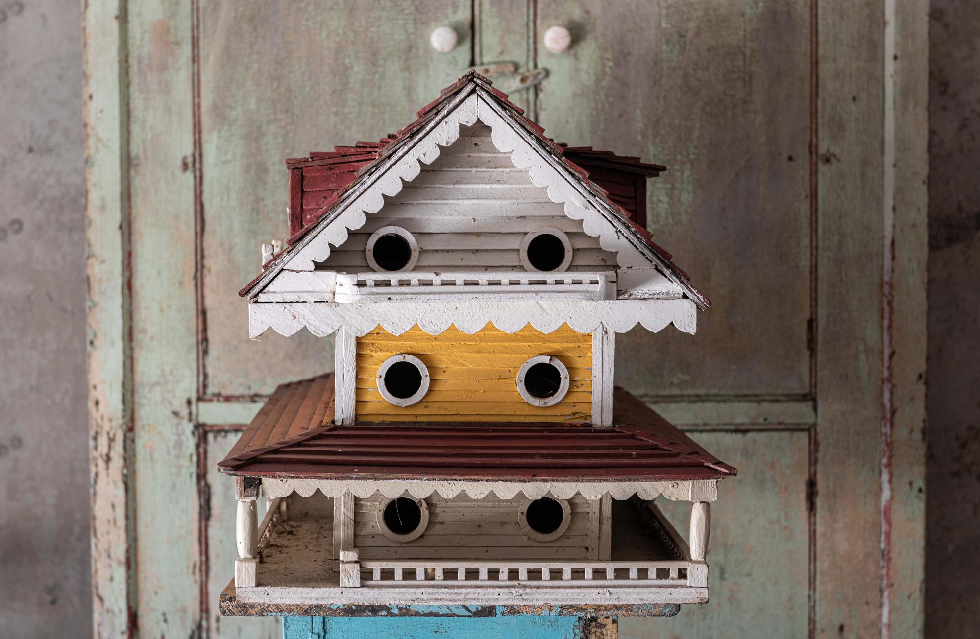 Exceptional Folk Art Country Mansion Birdhouse / Bird Cage For Sale at ...