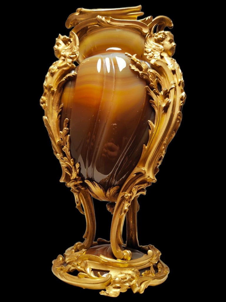 Exceptional French Vase in Gilt Bronze and Agathe 19th Century For Sale ...