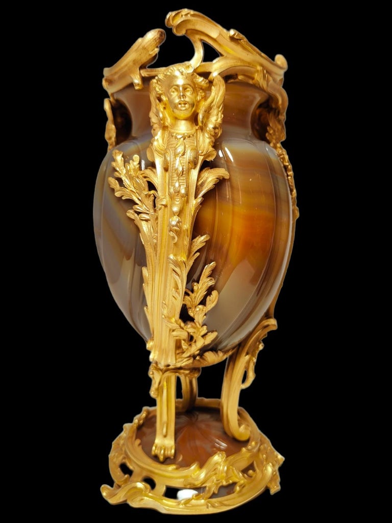 Exceptional French Vase in Gilt Bronze and Agathe 19th Century For Sale ...
