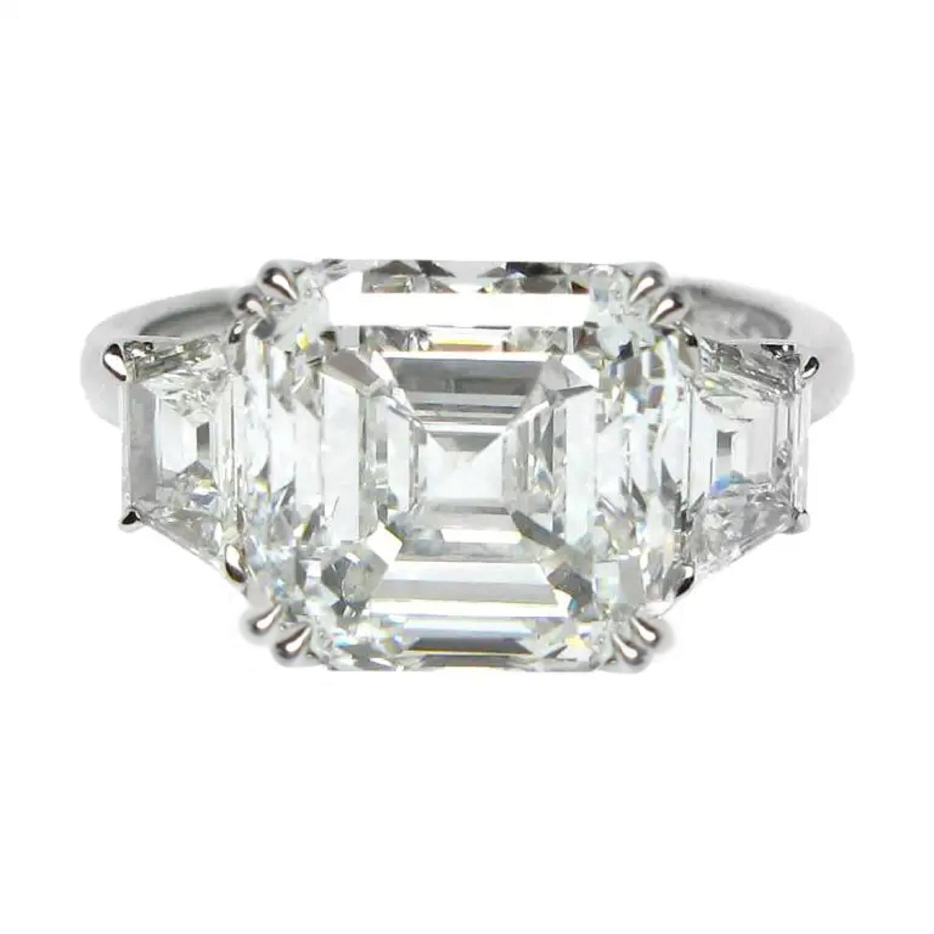 Vintage 5.32 Carat Asscher Cut Diamond Ring at 1stDibs