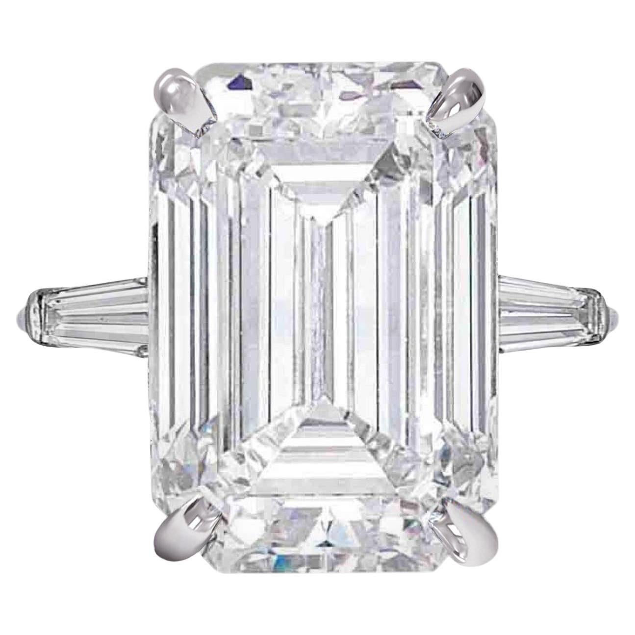 Exceptional Type 2 GIA Certified 10.33 Carat Emerald Cut Diamond Ring ...