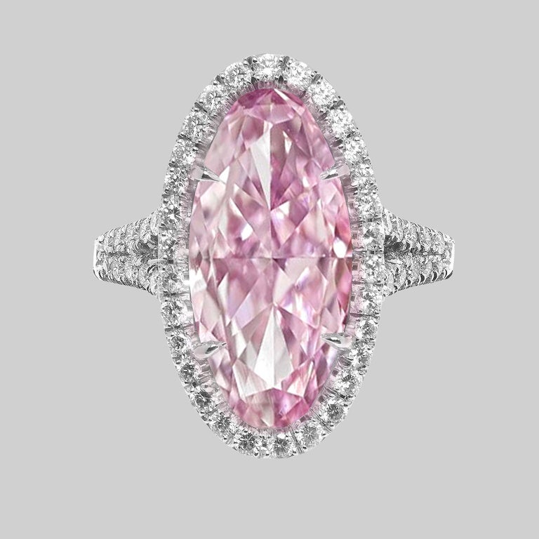 Exceptional GIA Certified 2 Carat Fancy Purplish Pink Oval Diamond Ring ...