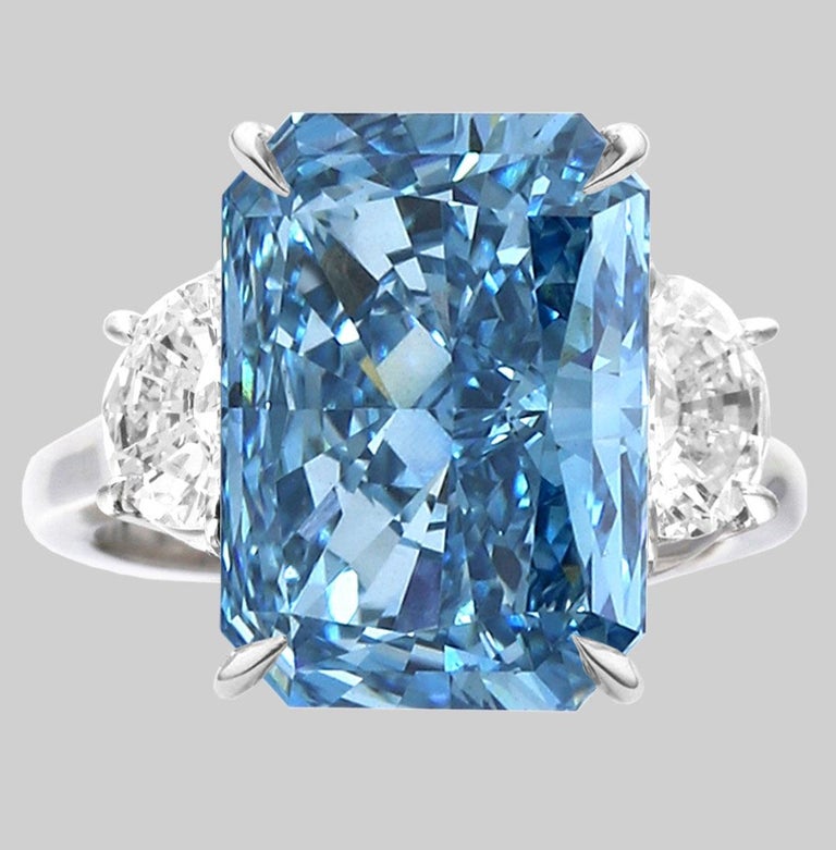 Exceptional GIA Certified 3.20 Carat Fancy Intense Blue Radiant Cut ...