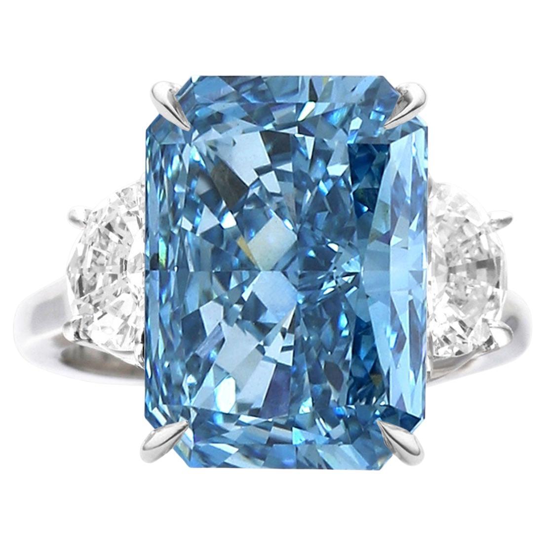 Exceptional GIA Certified 3.20 Carat Fancy Intense Blue Radiant Cut ...